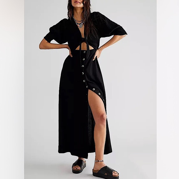 Free People | Dresses | Nwot Free People Black String Of Hearts Cutout ...